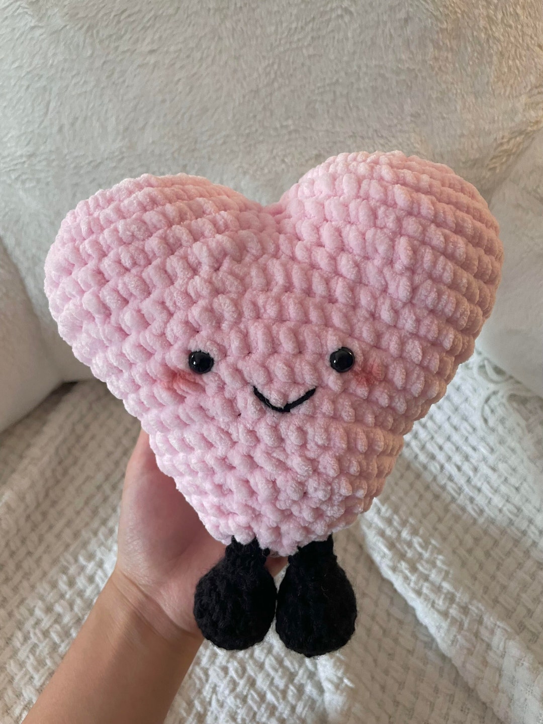 Crochet Heart Jelly Cat Plushie/amigurumi Heart Plush/cute Pink Heart ...