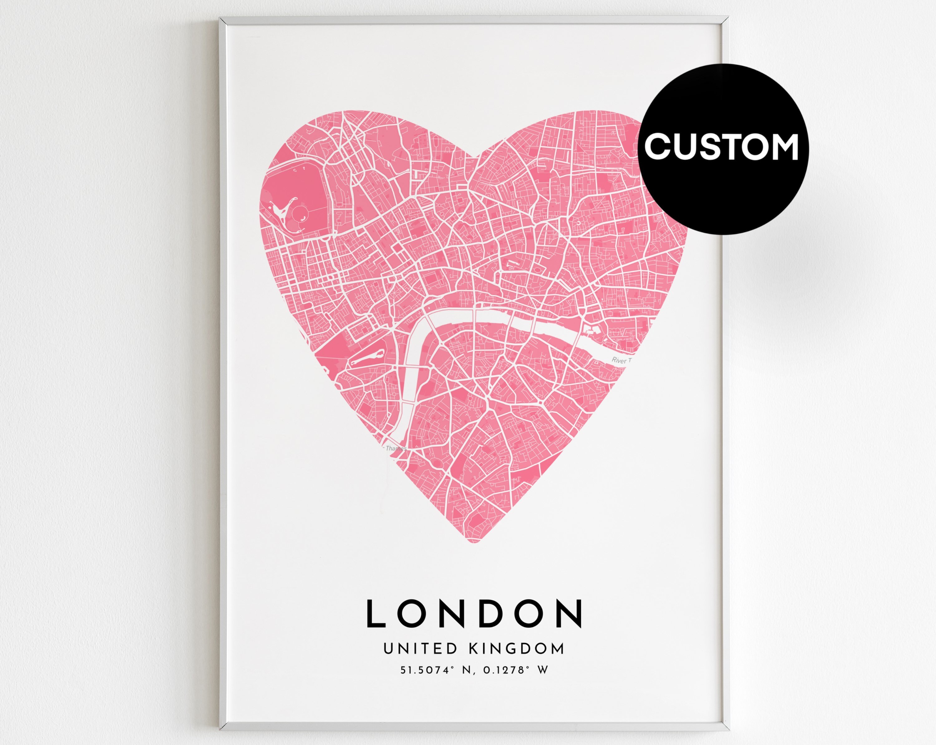 Custom Map Print Poster City Print Art Location Poster Etsy