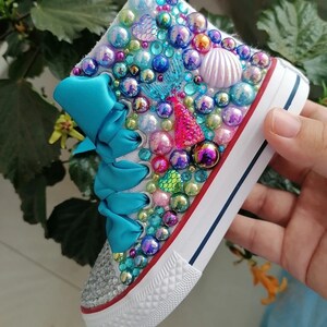 Toddler Girl Kids Bling Pearl Little Mermaid Shoes - Customized Name ...