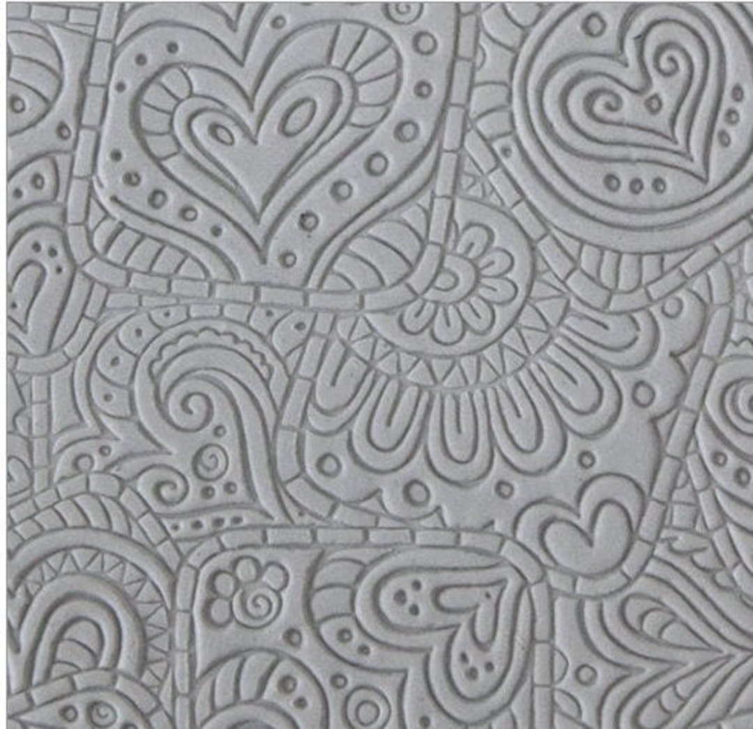 Texture Tile for Clay - Texture - Doodling Hearts - Etsy