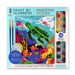 Paint by Number Ocean With Turtle - DIY Painting Kit - Ocean Scene ...