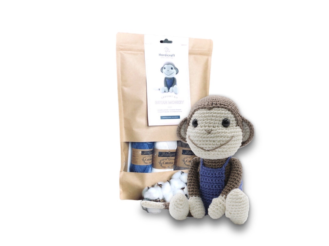 Monkey Crochet Kit - Amigurumi Animal Crochet Kit - Monkey Gift - DIY ...