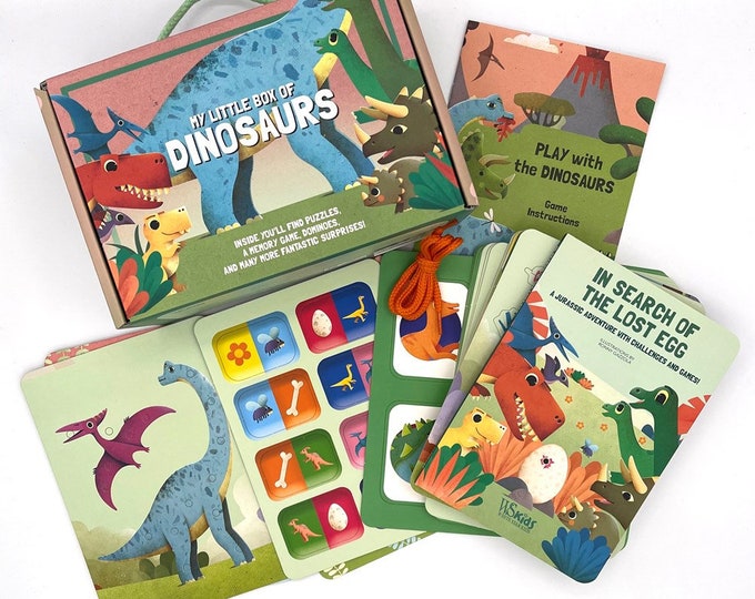 Dinosaur Activity Box - Child Dinosaur Gift - Dinosaur Memory Game ...