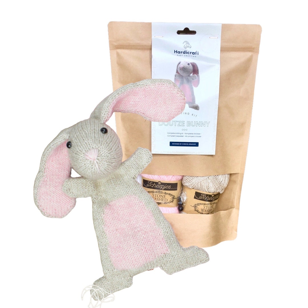 Bunny Lovey Knitting Kit - Bunny DIY Baby Gift - Amigurumi Bunny Lovey ...