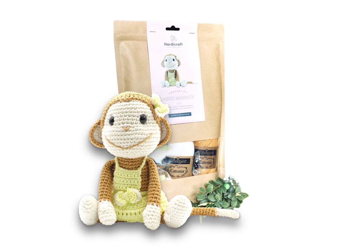 Monkey Crochet Kit - Amigurumi Animal Crochet Kit - Monkey Gift - DIY ...