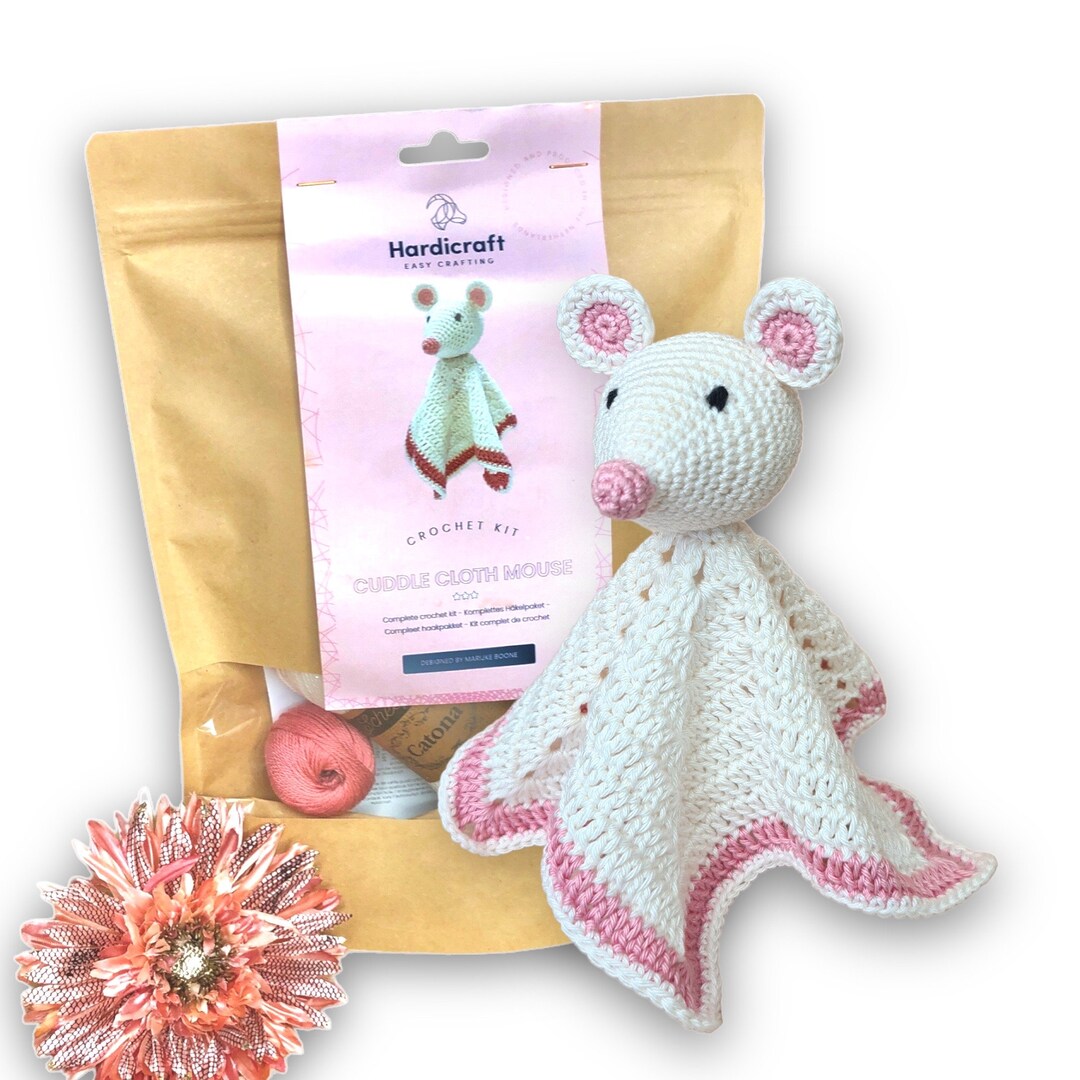 Mouse Lovey Crochet Kit - Amigurumi Mouse Baby Kit - Mouse Cuddle Cloth ...