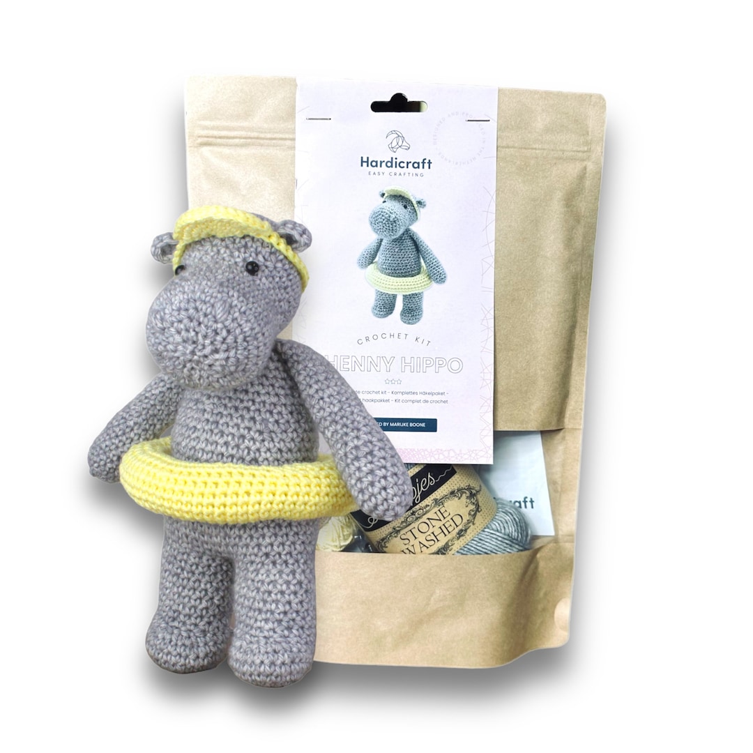 Hippo Crochet Kit - Animal Crochet Kit - Amigurumi Hippopotamus - Hippo ...