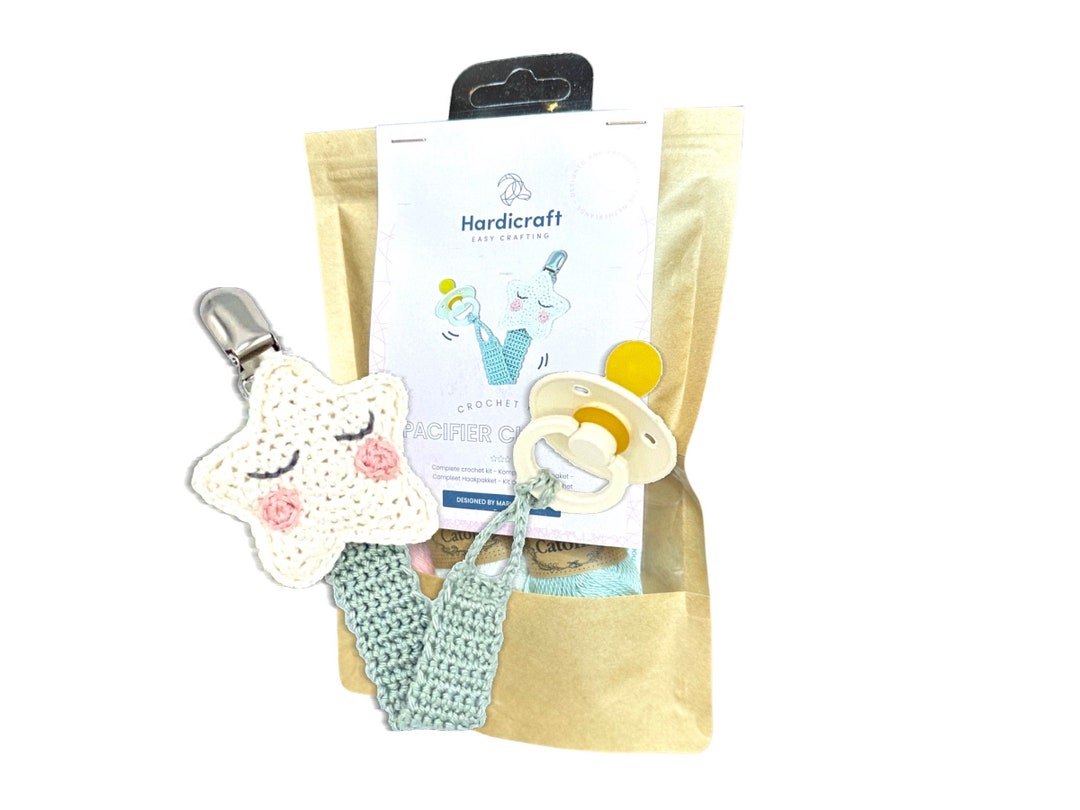 Pacifier Clip Crochet Kit - Pacifier Star DIY Baby Gift - Baby Pacifier ...