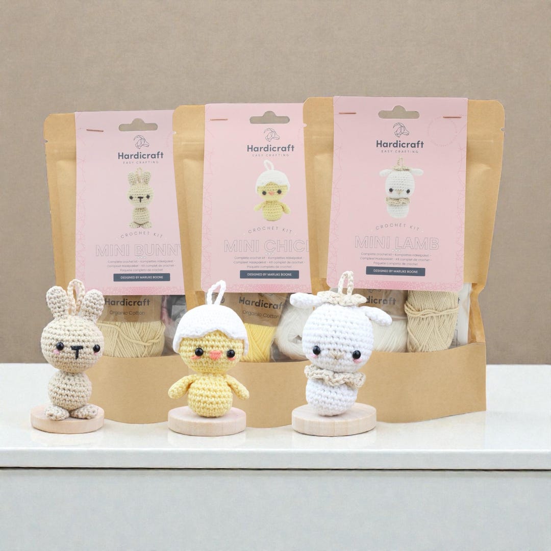Mini Crochet Kits for Mini Bunny, Chick & Lamb, Amigurumi DIY Craft ...