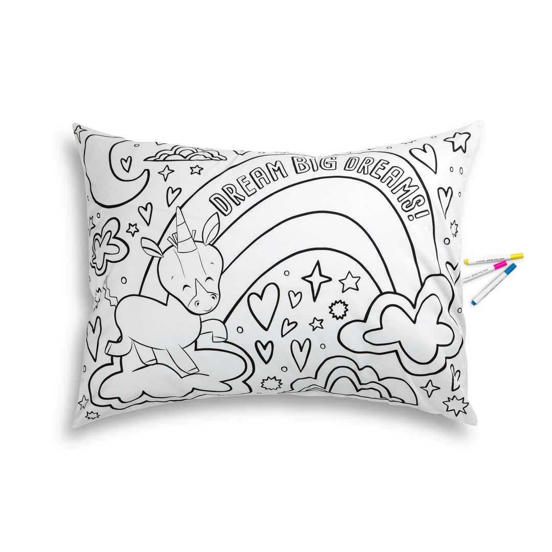 Color Me Pillowcase - Unicorn Coloring Pillowcase - Custom Pillowcase ...