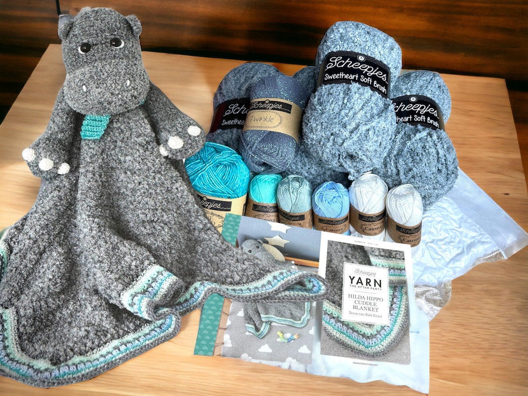 Cuddle Blanket Crochet Kit Hippo Crochet Kit DIY Crochet Baby Lovey ...