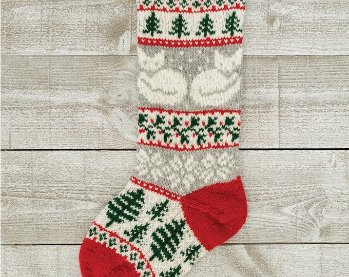 Fox & Forest Christmas Stocking Knitting Kit: 100% Wool Yarn - Etsy