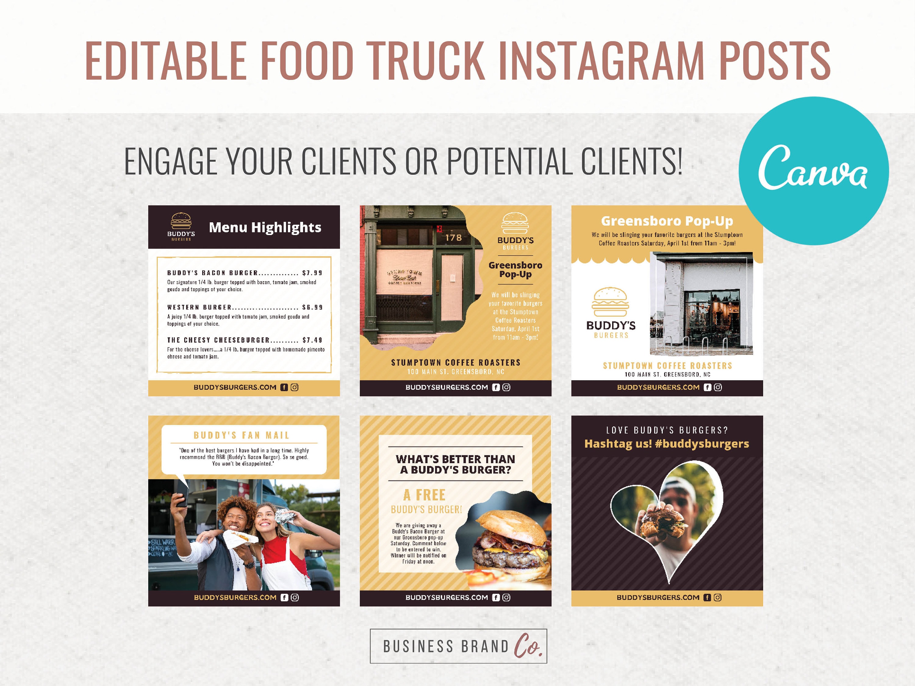 Food/food Truck Instagram Post Canva Engagement Templates - Etsy