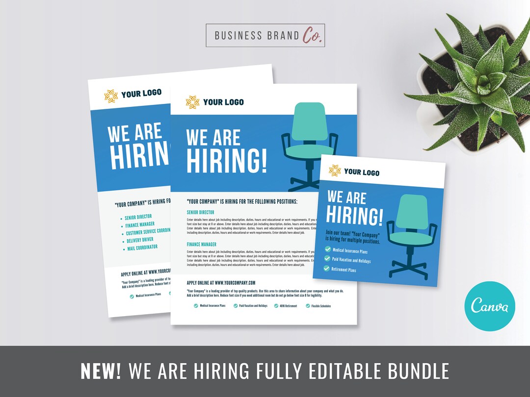We Are Hiring Flyers and Social Media Bundle - Etsy