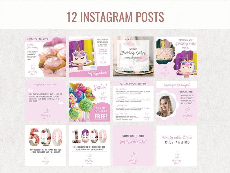 Bakery Instagram, Menu and Card Bundle - Etsy