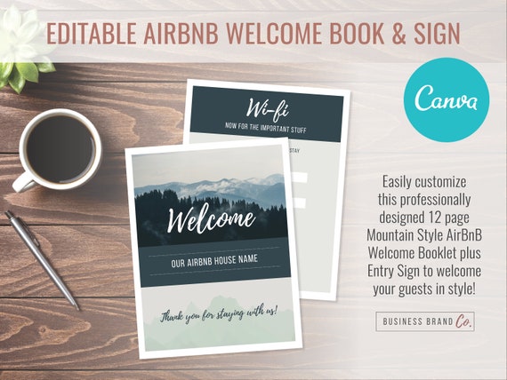 Airbnb Welcome Book and Entry Sign Mountain Style - Etsy