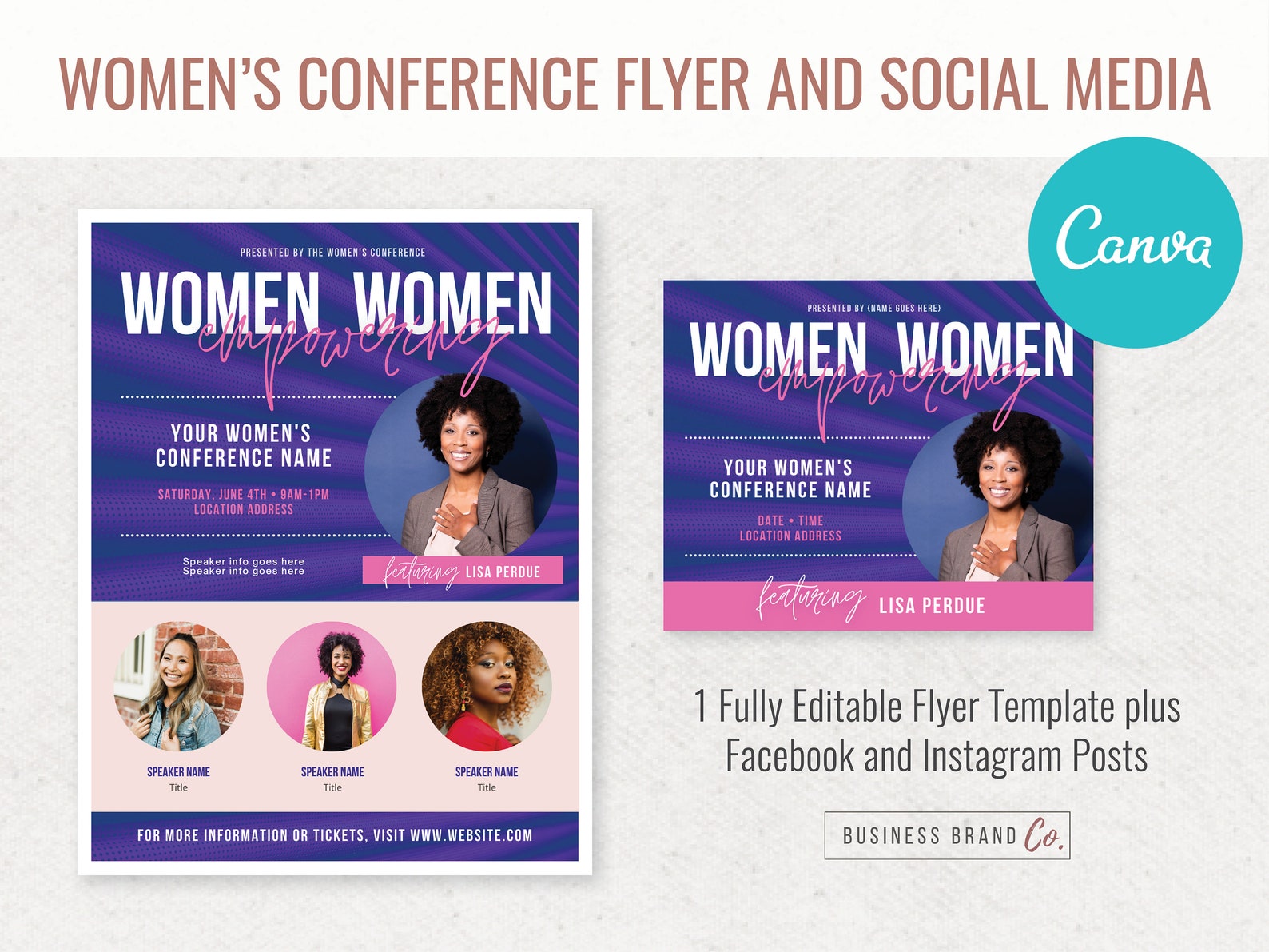 Women's Conference Flyer and Social Media Bundle - Etsy