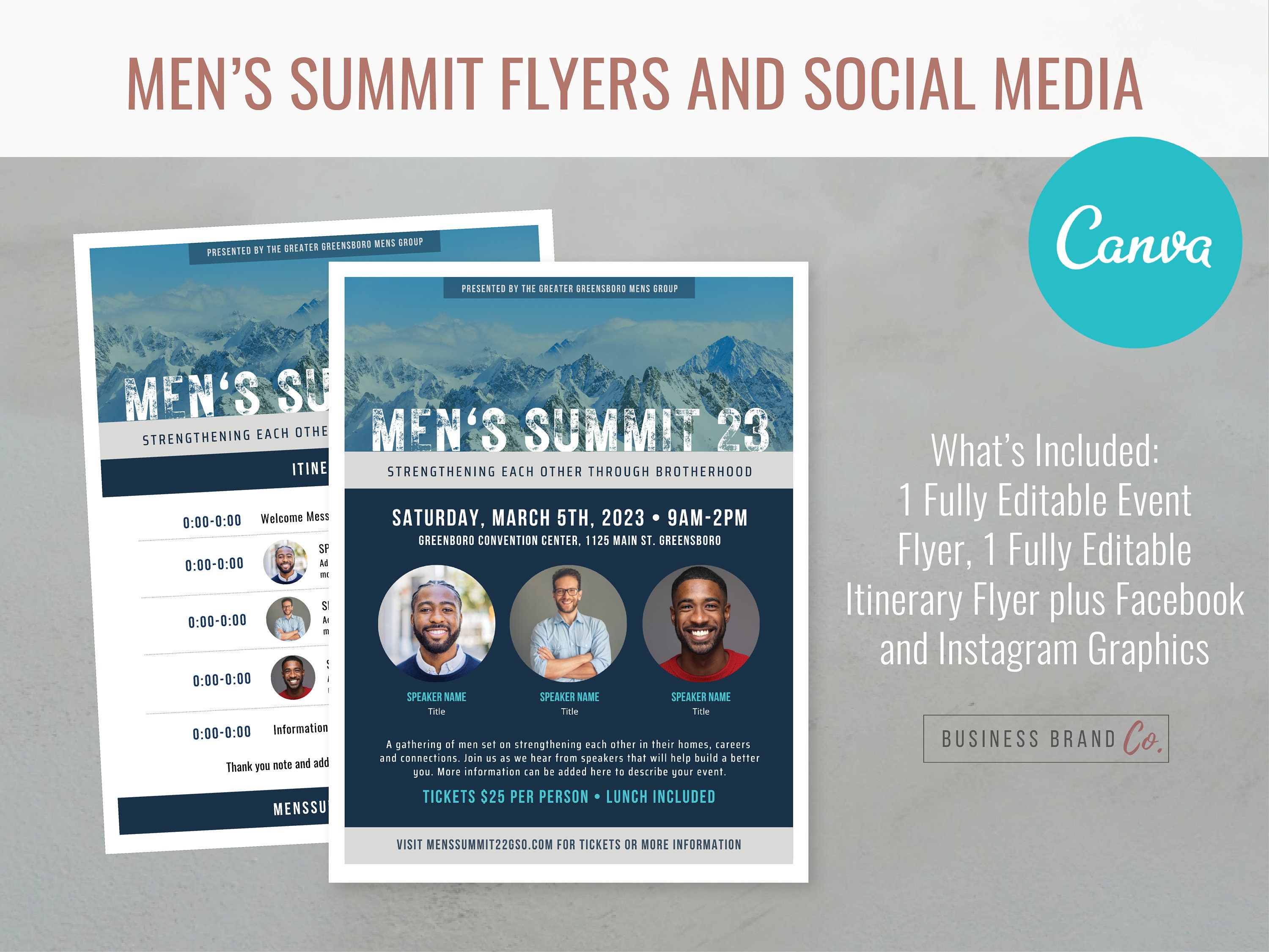 Men's Summit Event Flyer and Social Media Bundle - Etsy