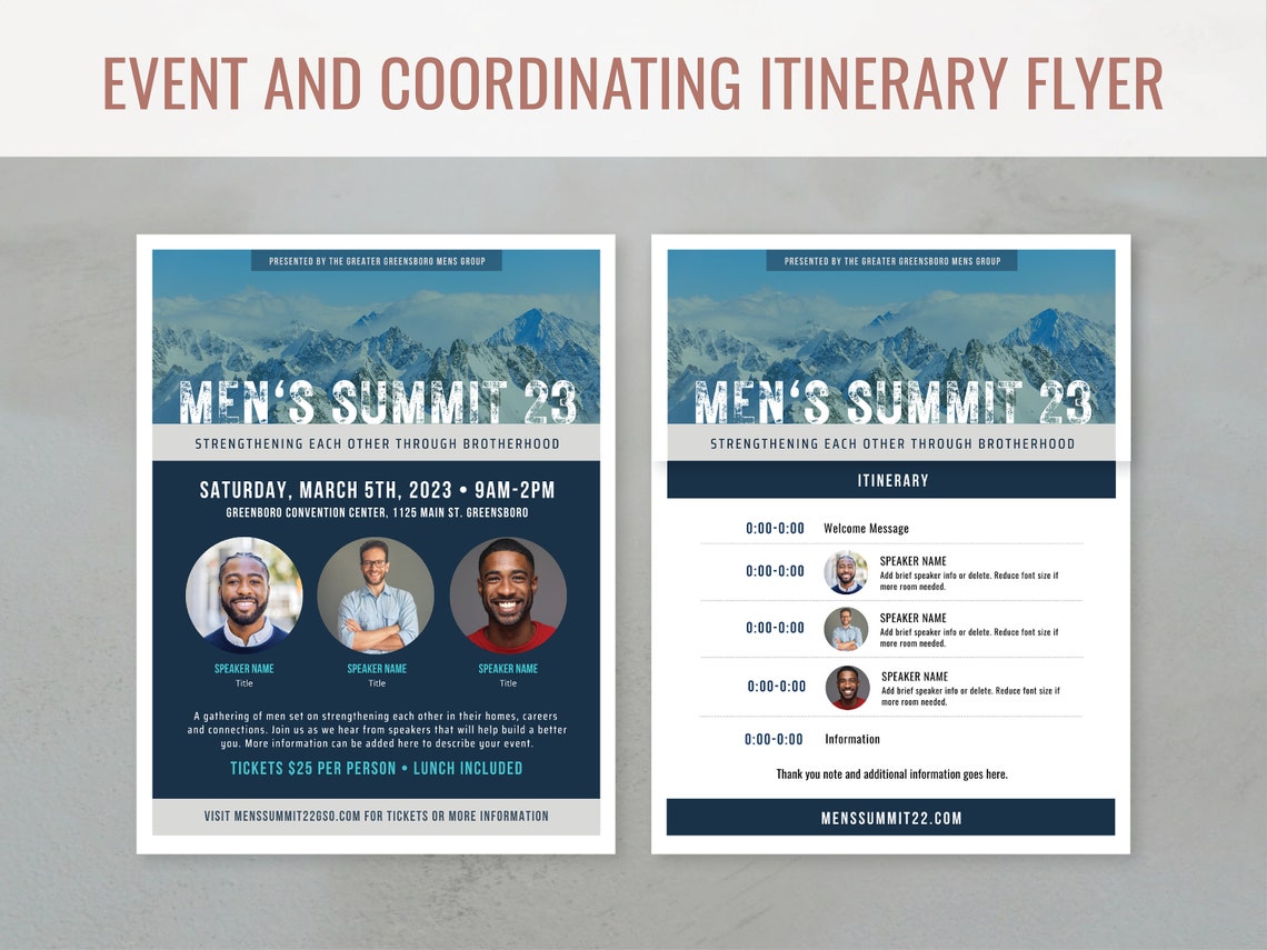 Men's Summit Event Flyer and Social Media Bundle - Etsy