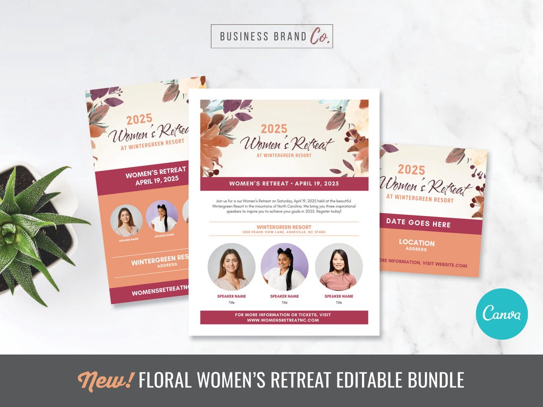 Floral Women's Retreat Event Flyer and Social Media Bundle - Etsy