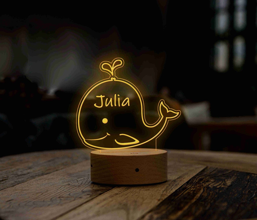 Personalised Whale Night Light, Animal Underwater Night Light ...