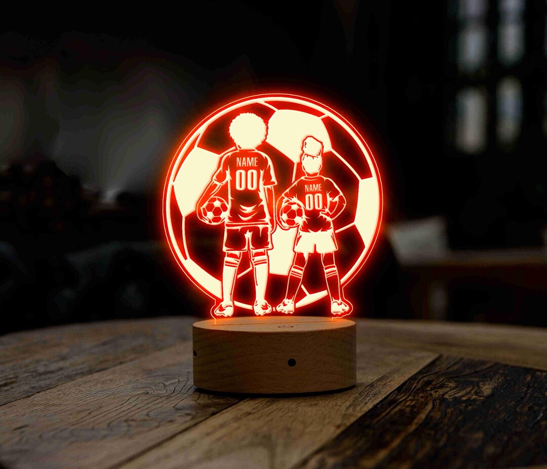 Football Boys and Girl Night Lamp, Custom Name Night Light, Gifts for ...