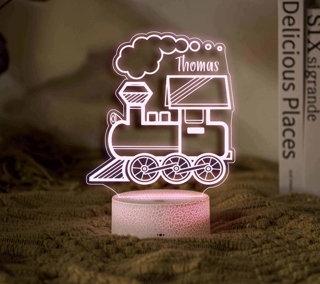 Personalized Train Night Light With Name, Boys Bedroom Lamp, Newborn ...