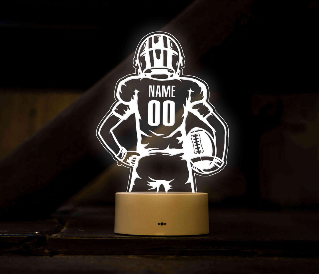 Personalized Football Night Light, Boys Room Night Light, Bedroom Decor ...