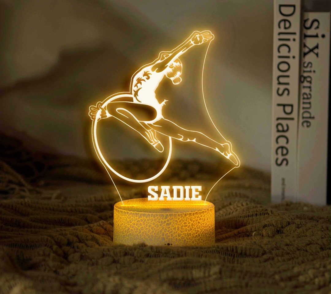 Gymnast Girl Night Light, Custom Name Lamp, LED Table Lamp, Girl ...