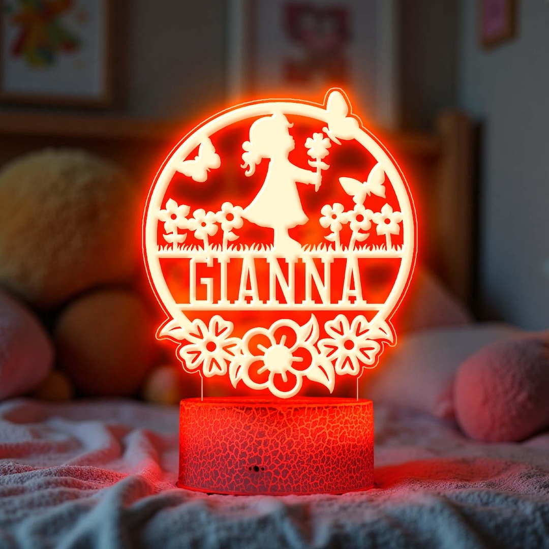 Little Girl Night Light | Personalized Sports LED Lamp | Custom ...
