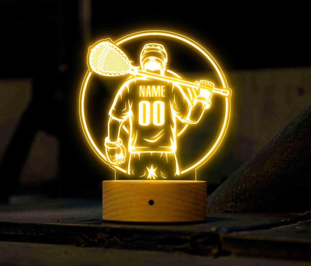 Personalized Lacrosse Player LED Night Light, Teen Boys Room Decor ...