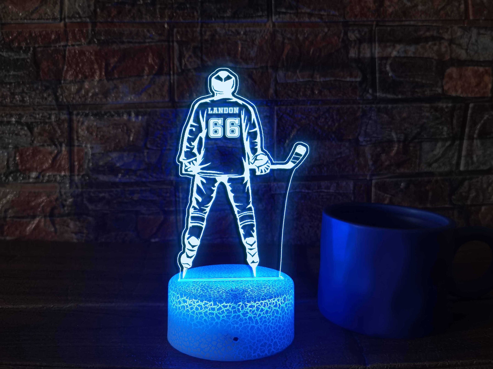 Ice Hockey Night Lights Personalized Childrens Lamp Hockey - Etsy