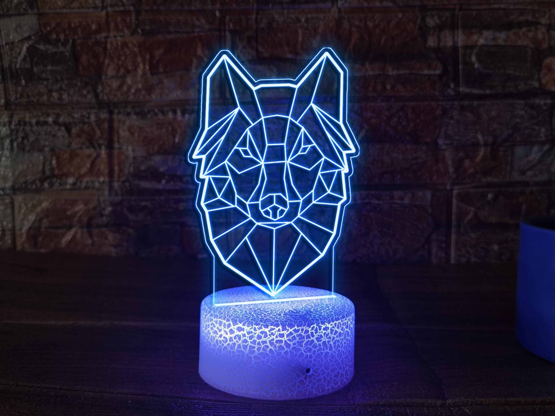 Geometric Wolf Night Lamp, Led Wolf Lamp, Boys Room Decor, Sensary ...