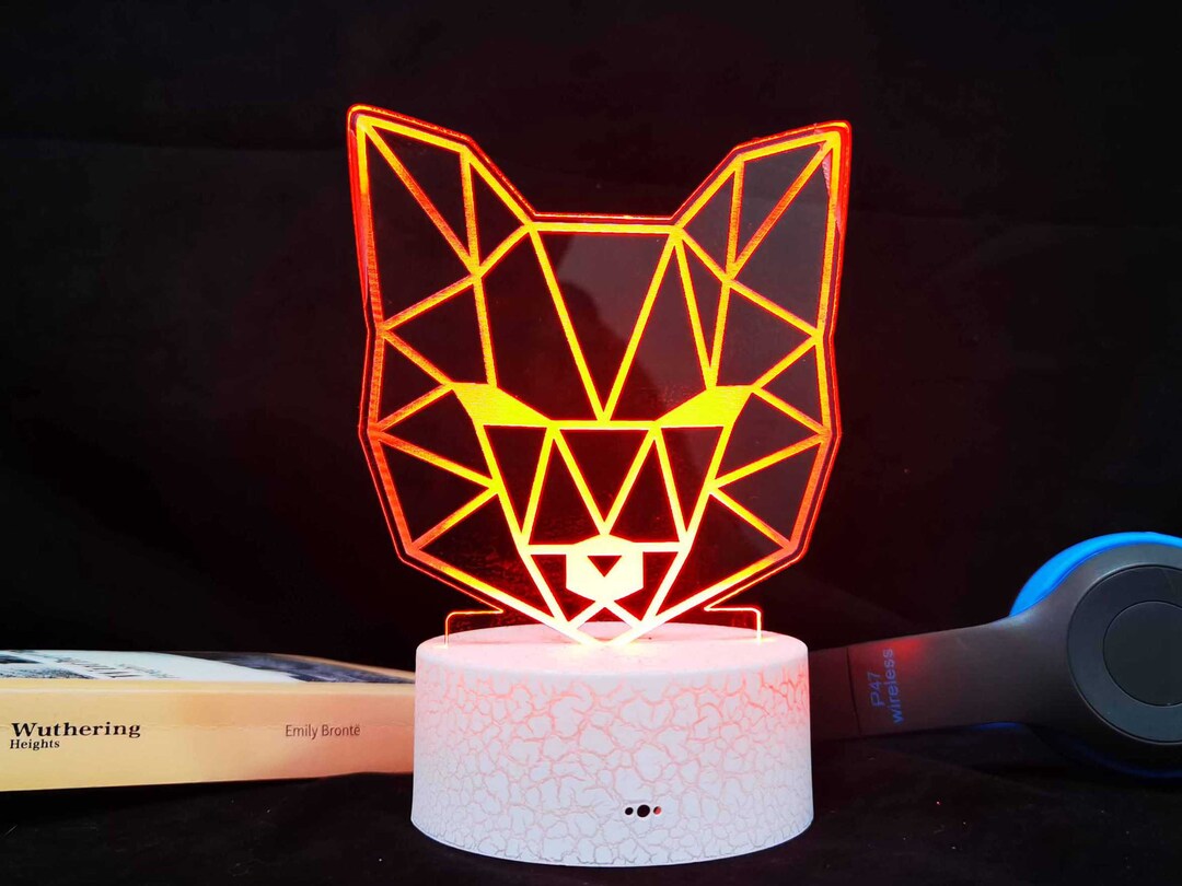 Geometric Fox Night Lamp, Fox Nursery Decor, Childrens Bedroom ...