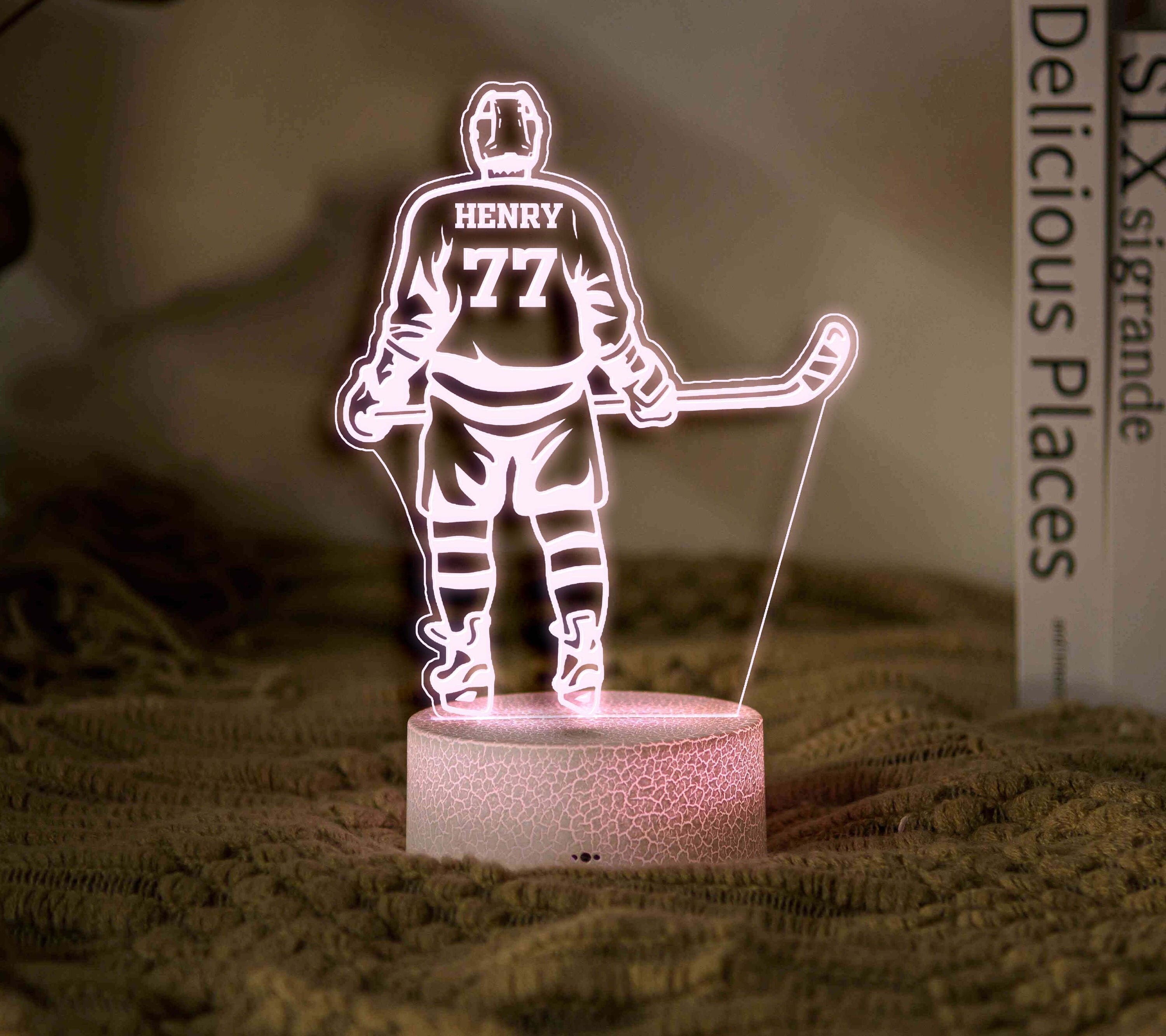 Personalized Hockey Player LED Night Light, Custom Name Gift - Etsy