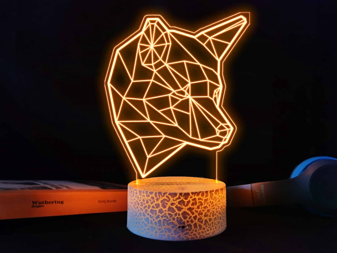Geometric Shiba Inu Night Lamp, Bedside Decor Lamp, Bedroom Night Light ...