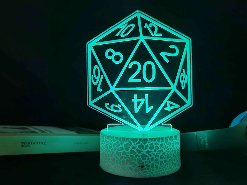 Personalized D20 LED Night Light, 16-color Gamer Decor, DND Gift - Etsy