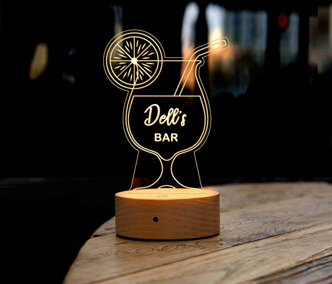 Personalised Home Bar Night Light, Custom LED Night Light, Home Bar ...