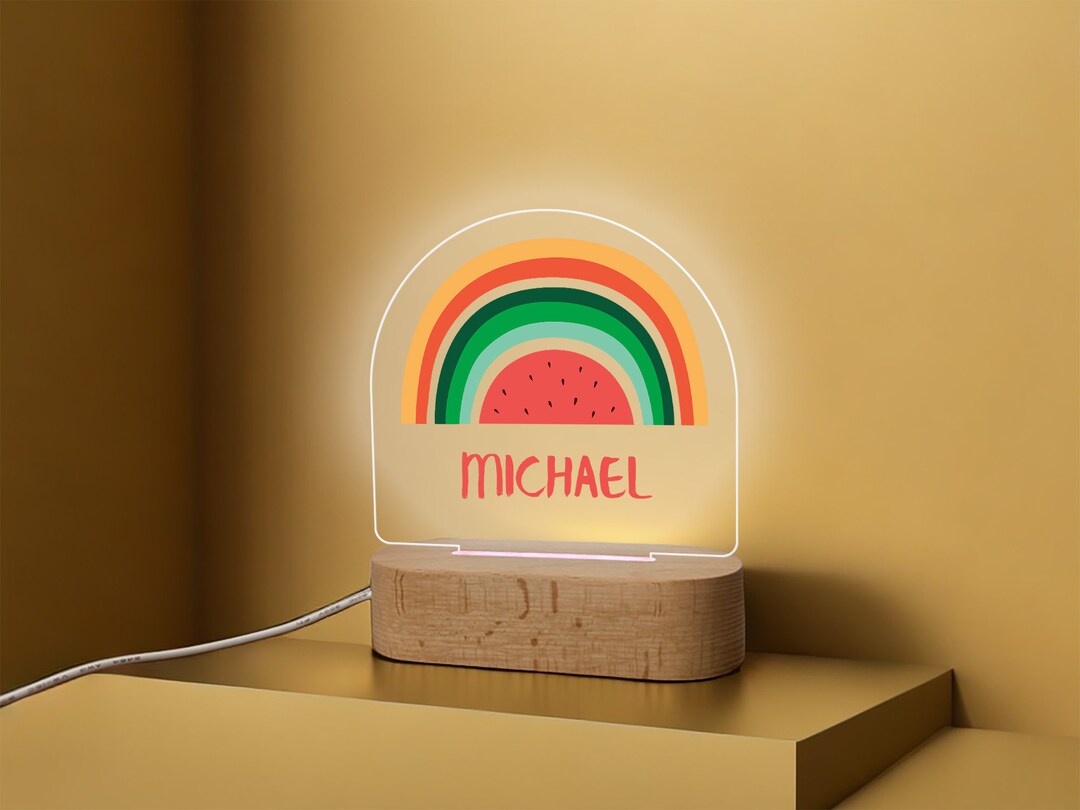 Personalised Watermelon Rainbow Night Light, Children's Room Light ...
