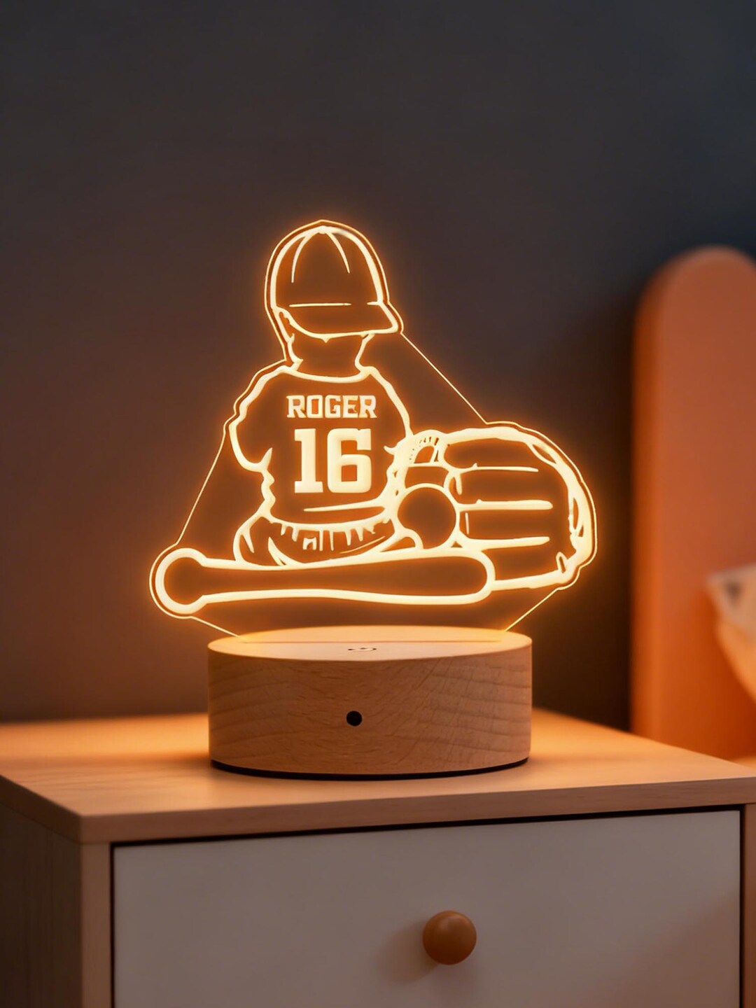 Custom Baseball Night Light: Personalized Nursery Decor - Etsy