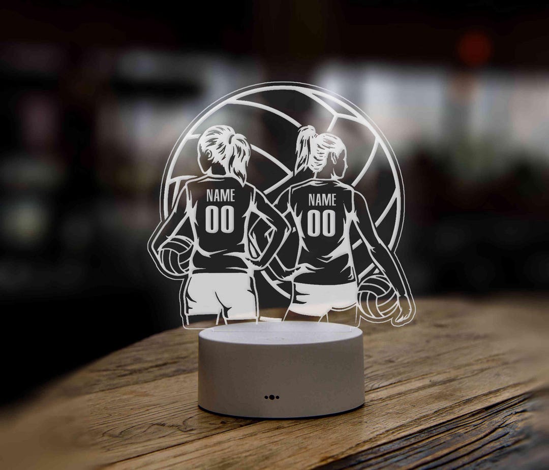 Personalized Volleyball Sisters Night Light, Volleyball LED Table Lamp ...