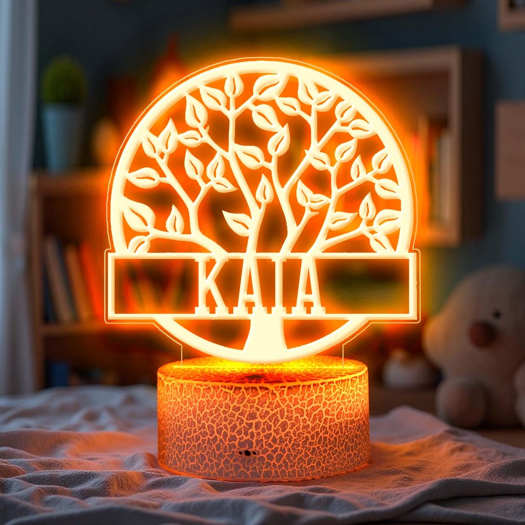 Custom Name Tree Night Lamp | Lush Forest Tree Theme Night Light ...