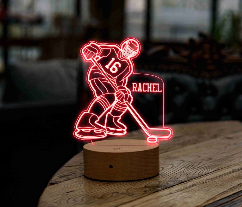Personalized Hockey Player LED Night Light, Sports Gift, Birthday Gift ...