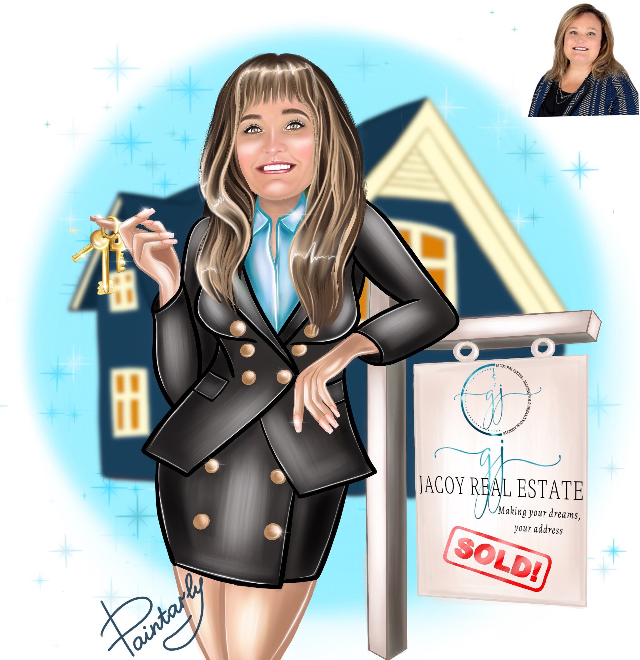 Realtor Logo Real Estate Cartoon Portrait Realtor Logo | Etsy