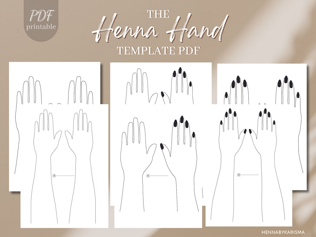 Henna Hand Arm Templates: Hand Practice Templates, Henna Art Planner, 6 ...