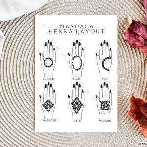 Henna Layout Guide for Freestyle, Mandala, Strip, Printable Templates ...