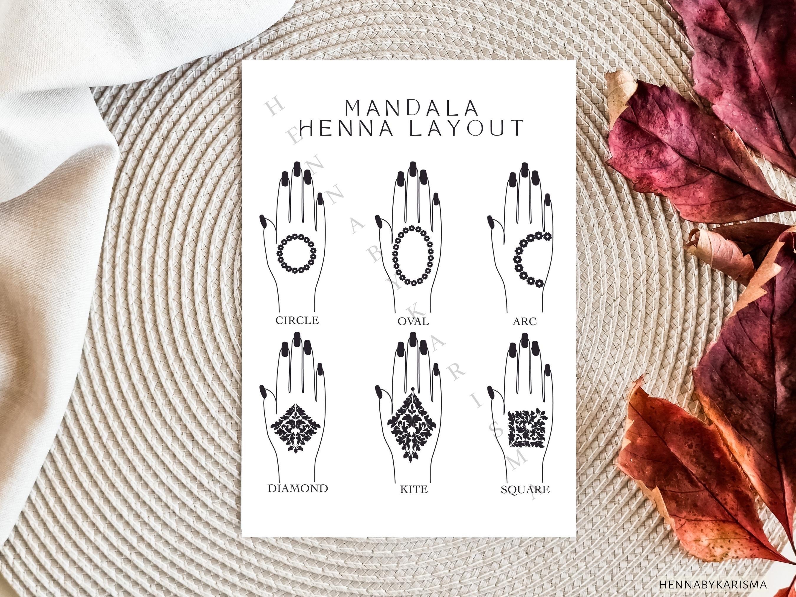 Henna Layout Guide for Freestyle, Mandala, Strip, Printable Templates ...