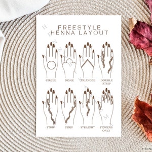 Henna Layout Guide for Freestyle, Mandala, Strip, Printable Templates ...