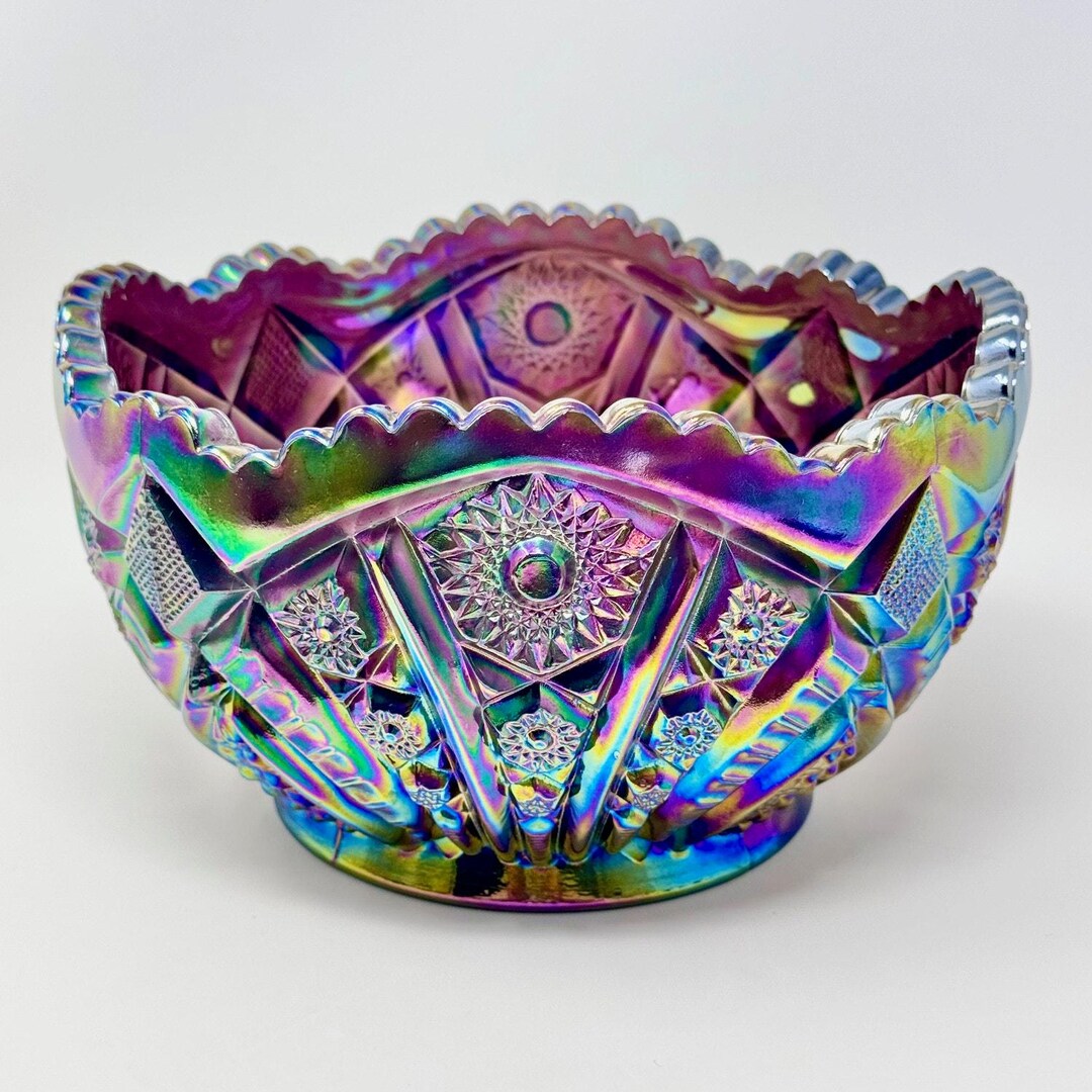 Vintage 1980s to 1990s LE Smith Glass Quintec 8.5 Amethyst Carnival ...