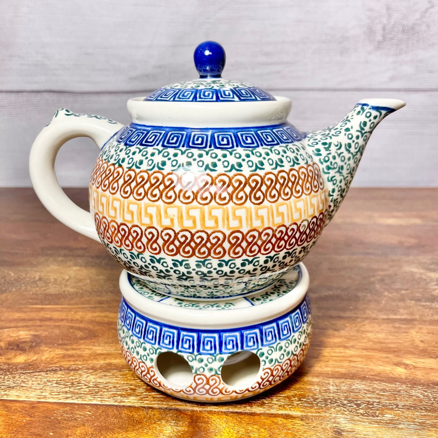 Polish Pottery Tea Set Brown